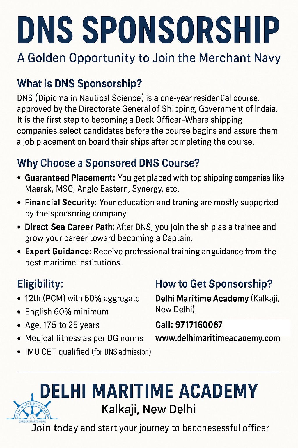 Get Sponsored for DNS Course – Begin Your Merchant Navy Journey Today ...